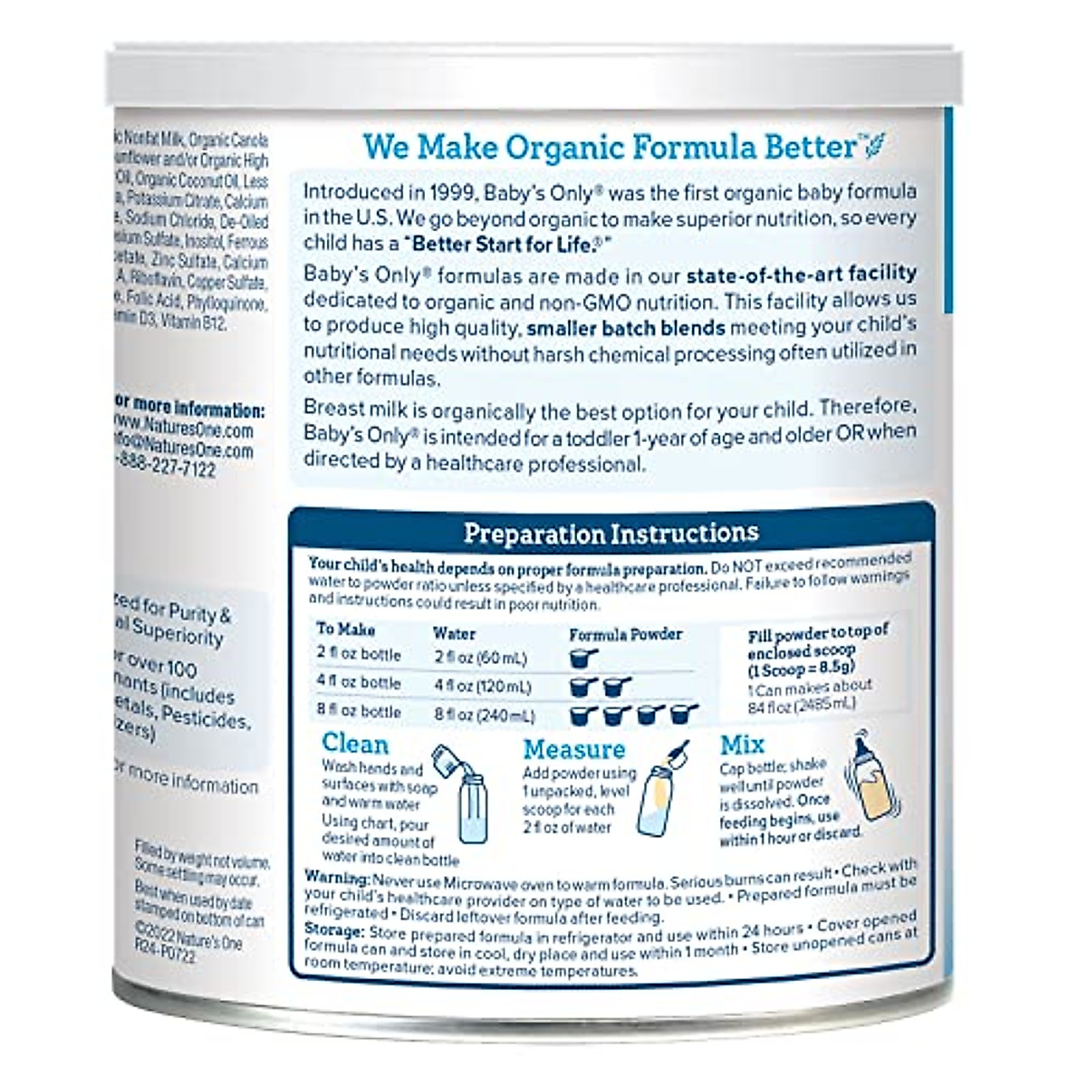 Baby's Only Organic Dairy with DHA & ARA Toddler Formula, 12.7 Oz (Pack of 1) | | USDA Organic | Clean Label Project Verified | Brain & Eye Health