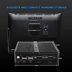 Mini Industrial PC, Windows 10 Pro 8GB DDR4 RAM 256GB SSD, Quad-Core Celeron J4125, 4K HD Mini Desktop Computer, Micro PC, HDMI/VGA/2 RJ45 Gigabit Ethernet/Dual Band Wi-Fi/BT 4.0/2RS232 Com port/VESA