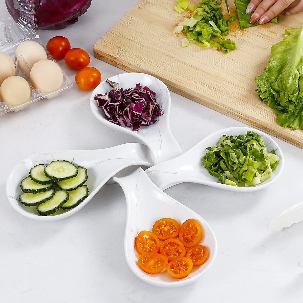 Spoon Rest for Stove Top, Ceramic Spoon Holder, Spoon Rest for Kitchen Counter, White Marble Coffee Spoon Rest, Heat-Resistant Cooking Utensil Rest for Ladles, Spatula, Tong, ANTIS'S HOME