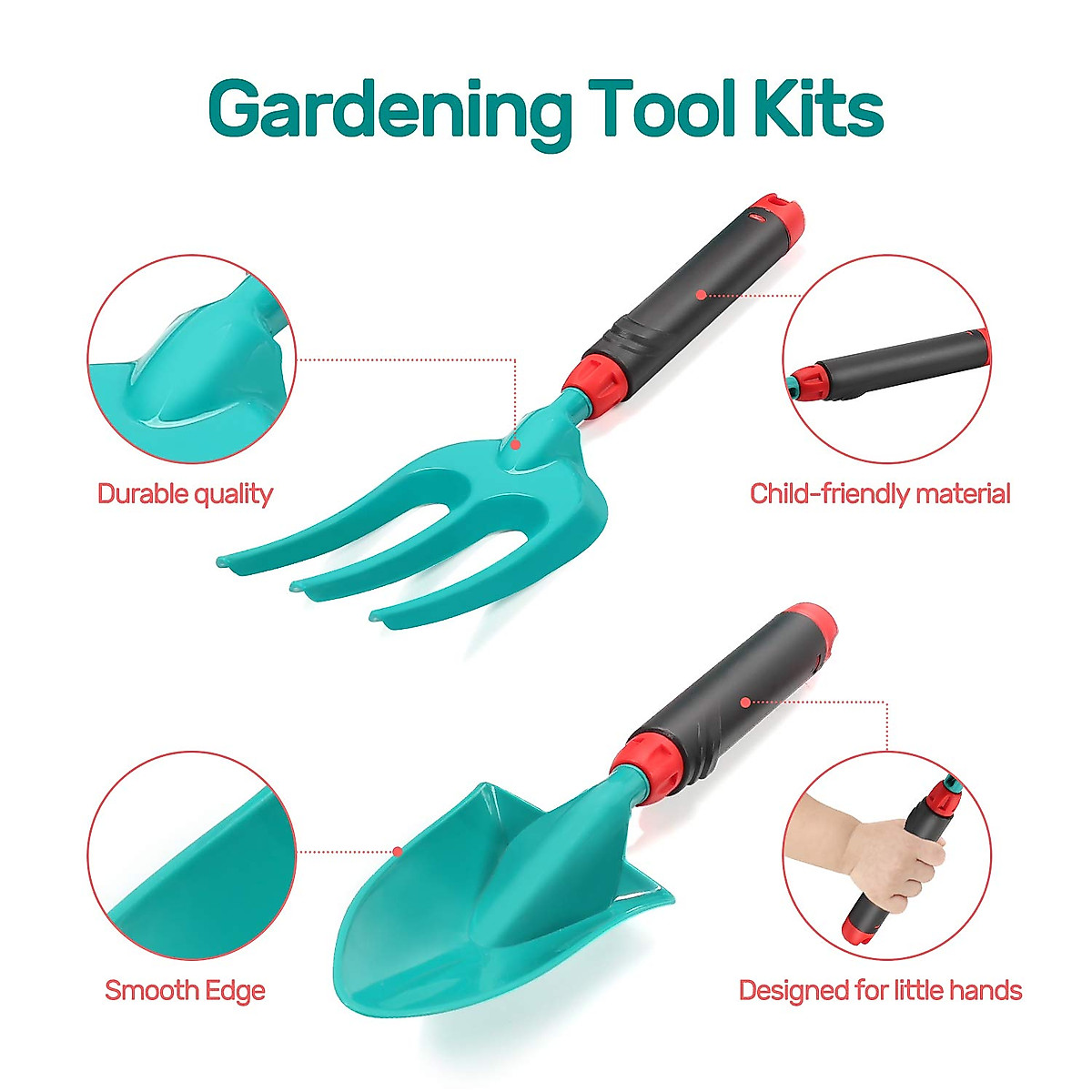 CUTE STONE Kids Gardening Tool Set, Garden Toys with Wheelbarrow, Watering Can, Gardening Gloves, Hand Rake, Shovel, Trowel, Double Hoe, Apron with Pockets, Outdoor Indoor Toys Gift for Boys Girls