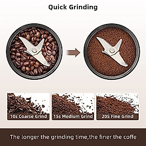 Wireless Coffee Grinder with LED Power, Electric Portable Coffee Bean Grinder with Brush, Herb Grinder, Spice Grinder with Removable Bowl & Spoon and 304 Stainless