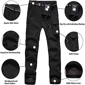 Anyanmoutn Kids Boys Fleece Lined Hiking Pants, Hiking Snow Ski Pants Boys Waterproof Winter Warm Outdoor Insulated Softshell Pants