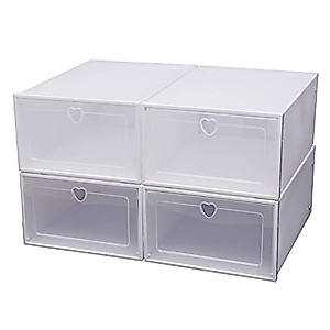 LOYALHEARTDY 20 PCS Shoe Storage Boxes Clamshell Clear Shoe Boxes Stackable Plastic Shoe Boxes with Lids Foldable Shoe Sneaker Containers Easy Assembly Home Shoe Organizer For Sneaker Storage