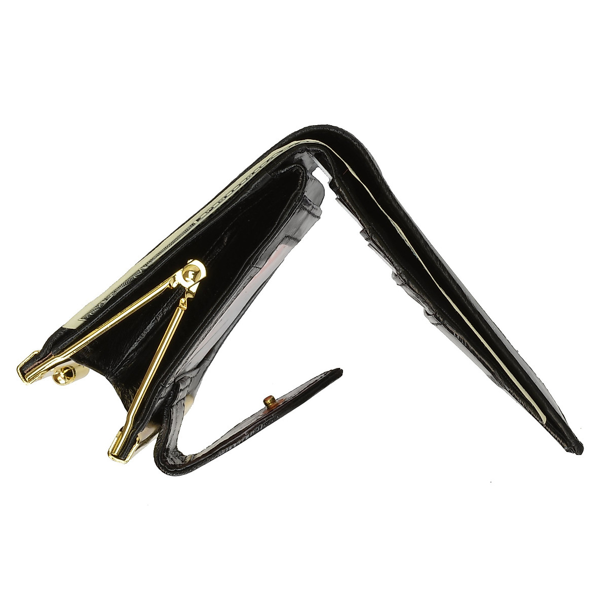 MARSHAL French Frame Eelskin Wallet (Black)