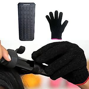 Heat Resistant Mat Pouch and Heat Resistant Glove for Curling Irons, Hair Straightener, Flat Irons and Other Hair Styling Tools 11.5" x 6", Black