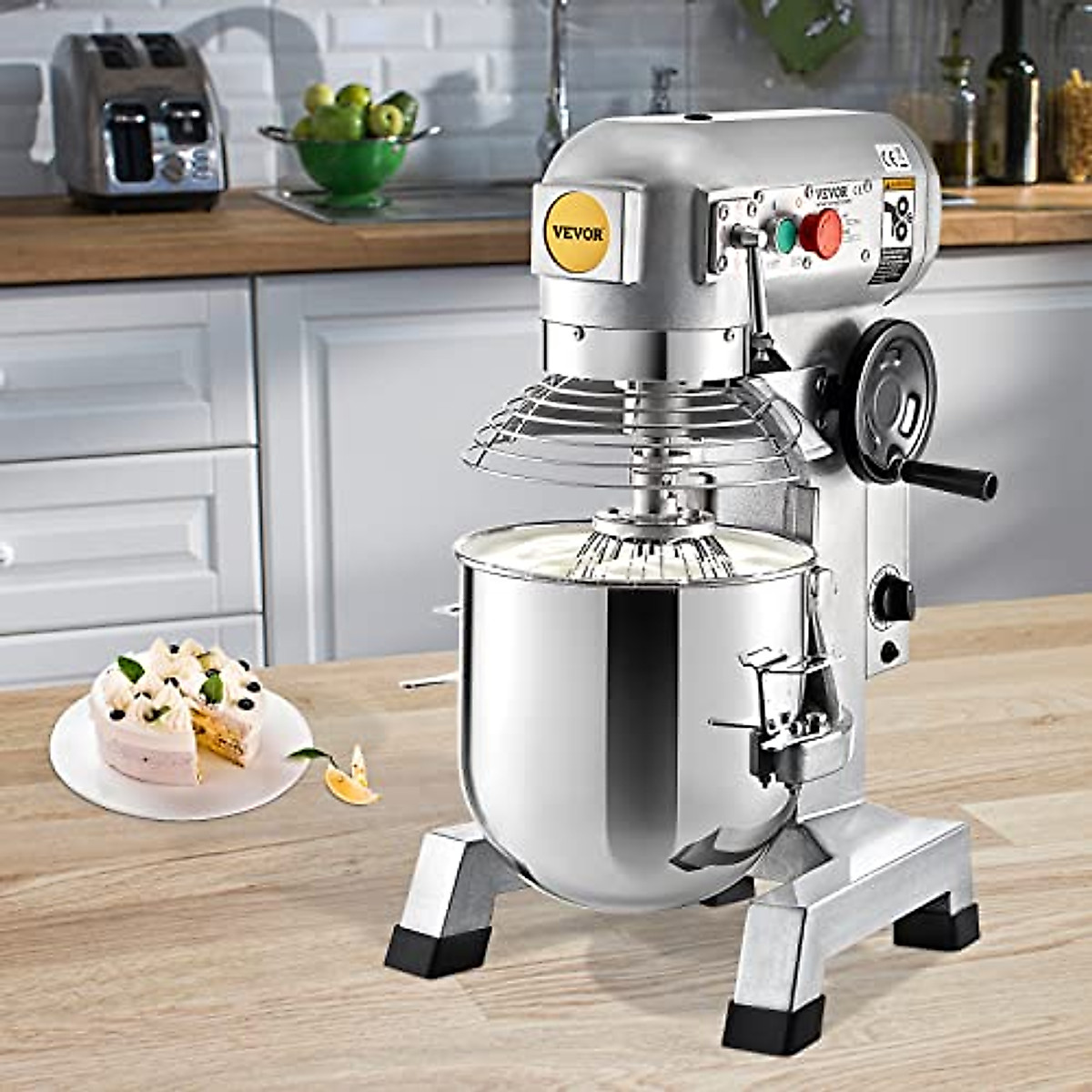 VEVOR Commercial Food Mixer, 10Qt Commercial Mixer with Timing Function, 450W Stainless Steel Bowl Heavy Duty Electric Food Mixer Commercial with 3 Speeds Adjustable, Perfect for Bakery Pizzeria