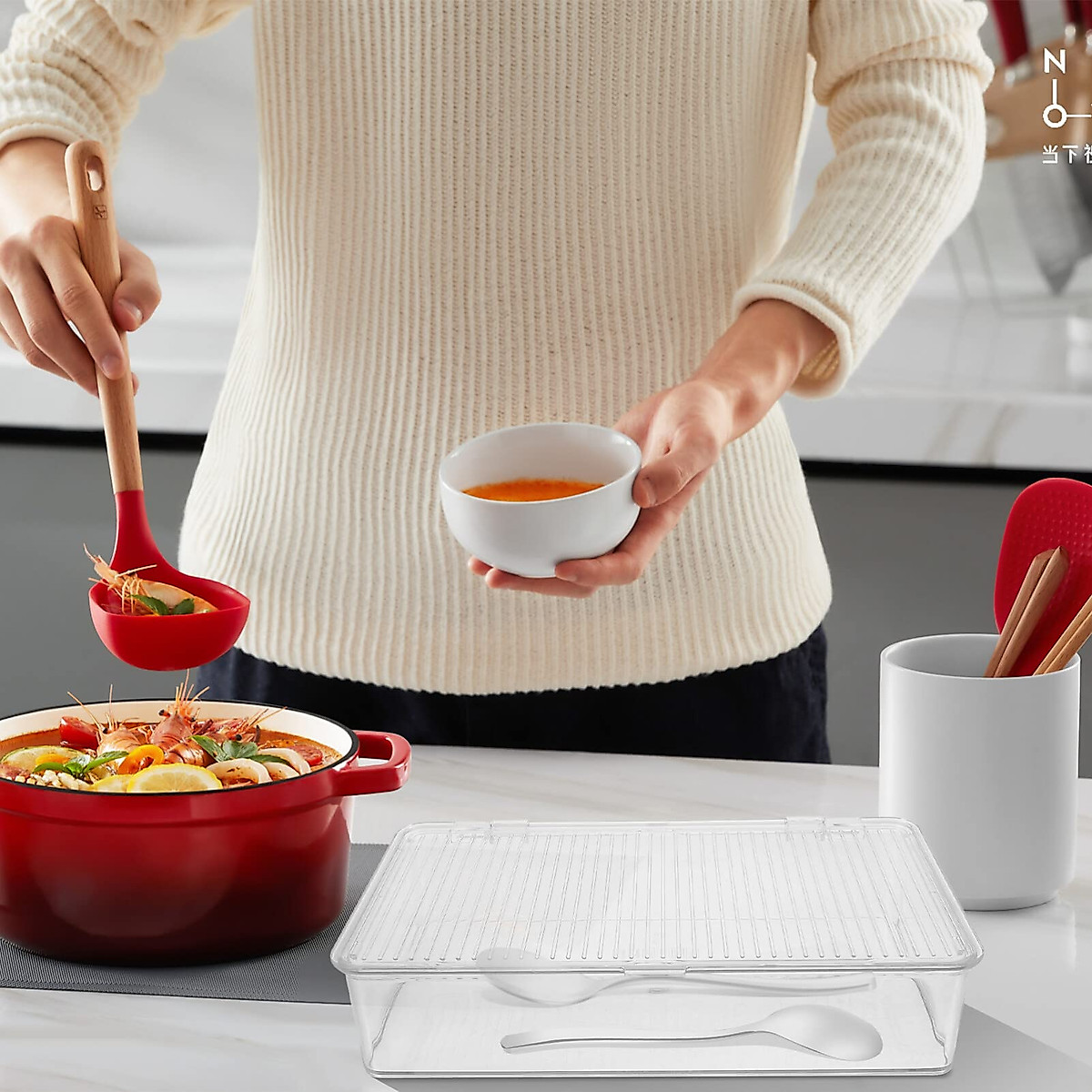 Cabilock Transparent Cutlery Box Silverware Tray for Drawer Clear Cutlery Tray Kitchen Supply Chopsticks Holders Container with Lid Kitchen Utensil Tray Utensil Case The Pet Portable Fork