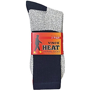 Vinco Thermal Socks 6 & 12 Pairs Insulated for cold weather Premium Comfortable Warm Winter Socks (9-11)