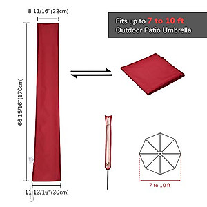 Yescom Outdoor Patio Umbrella Protective Cover Bag 180gsm Polyester Fabric fits 5' 6' 7' 8' 9' 10' Umb Garden Red
