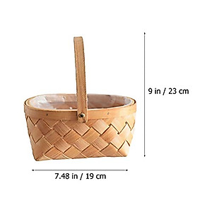 BESTOYARD Rattan Wicker Easter Basket Wood Baskets with Handles for Easter Fall Decor Picnics Gardening Parties Weddings Rustic Home Decor Organizer Basket S