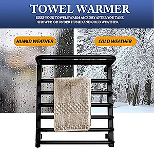 Bathroom Towel Warmer Electric Heated Towel Rack, Electric Towel Warmer Drying Rack, Stainless Steel Polished Heated Towel Rail Radiator with Shelf, Bathroom Wall Mounted Heated Towel Rack with On/Off