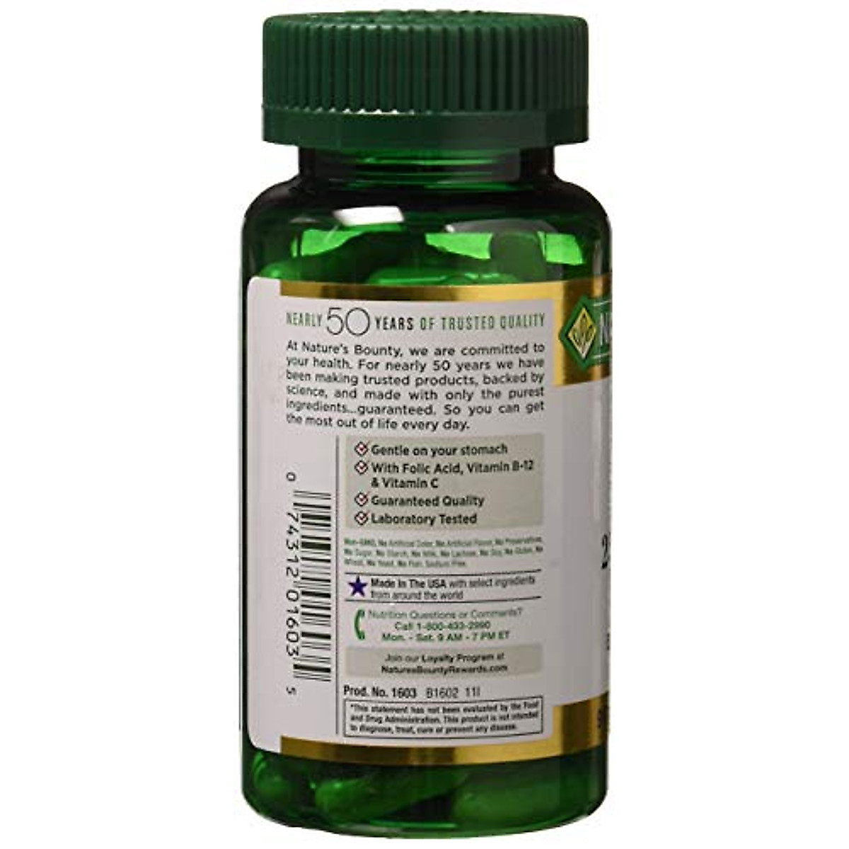 Nature's Bounty Gentle Iron 28 mg 90 Capsules