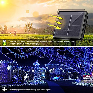 Liyade 2 Pack Blue Outdoor Solar Fairy Lights, 39.37ft 2X120 LED Halloween Decorative Fairy Lights with 8 Modes, Waterproof Copper Wire Lights for DIY Decoration Garden Party Wedding Patio Yard