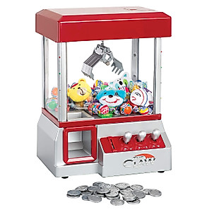 Claw Machine - Arcade Mini Toy Grabber Machine for Kids - Candy Machine- Retro Carnvial Music & Flashing Lights- Best Birthday Gift Game. Use Gumballs, Candy, Toys, or Small Prizes (Red)