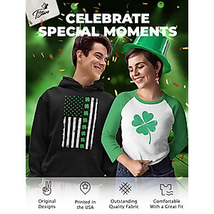 Tstars St Patricks Day Sweatshirt Women Four Leaf Clover Irish Shamrock Sweatshirts Medium Green