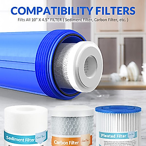 SimPure Spin Down Sediment Filter DC5P and 10-inch Blue Housing DB10P with 5-Micron Carbon Filter Cartridges