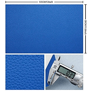 Blue Litchi Texture PU Fabric Leather 11.8x53.14 Inch（30x135 CM） 1.13mm Thick Faux Synthetic Leather Material for Upholstery Crafts, DIY Sewings, Sofa, Handbag, Earrings, Hair Bows Decorations