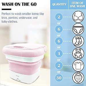 Mini Portable Washing Machine - Folding Washing Machine - Bucket Washer for Clothes Laundry- Collapsible Washing Machine - Underwear Washing Machine for Camping, RV, Travel, Small Spaces