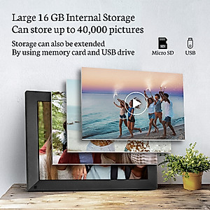 BSIMB 15 Inch Large Digital Picture Frame, WiFi Digital Photo Frame Touch Screen with 16GB Storage, Auto-Rotate, Share Photos and Videos via App Email, Wall Mountable