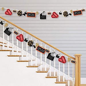 Big Dot of Happiness Red Carpet Hollywood - Movie Night Party DIY Decorations - Clothespin Garland Banner - 44 Pieces