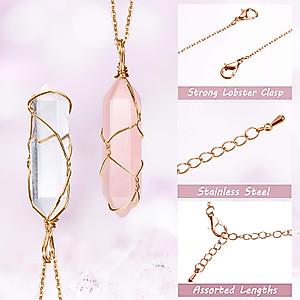 5 Pieces Crystal Necklaces, Healing Stones Spiritual Pendant Natural Gemstone Jewelry with Adjustable Chain for Women Girls (Vivid Color with Gold Chain)