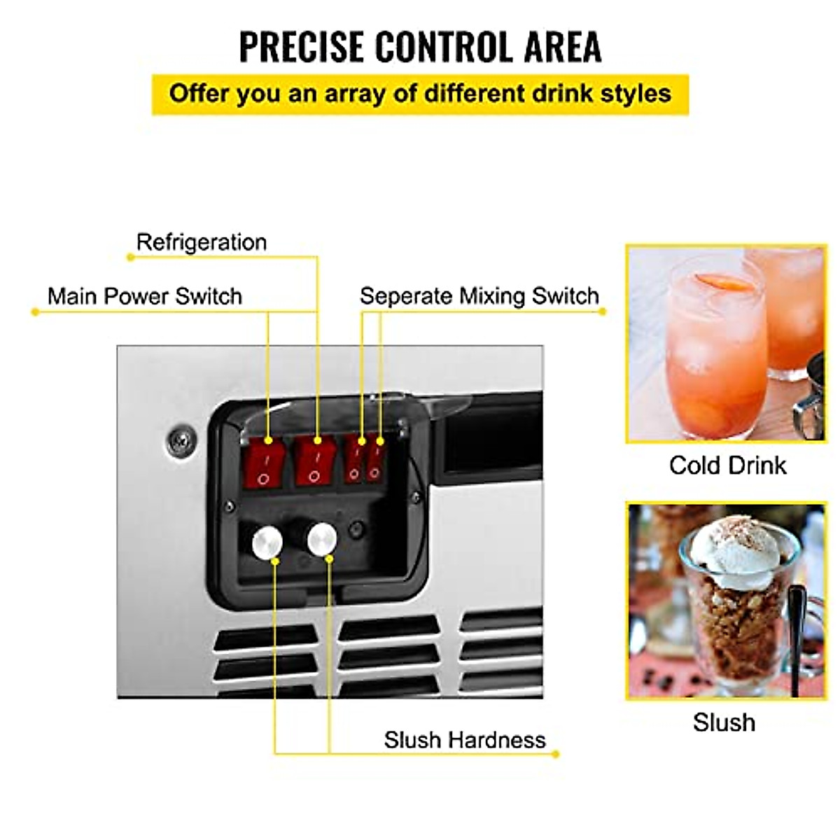 VBENLEM 110V Commercial Slushy Machine 30L Double Tank 700W Stainless Steel Margarita Frozen Drink With Powerful Compressor Efficient Cooling Perfect for Supermarkets Cafes Restaurants Bars