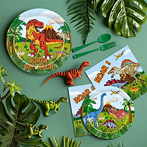 Dinosaur Birthday Decorations Kit For Boys Dinosaur Party Supplies Dino Backdrop Plates Cups Napkins Banner Balloon Tablecloth Cake Toppers