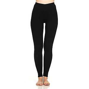 100% Merino Wool Women's Midweight Base Layer Bottoms - Thermal Underwear - No Itch Renewable Fabric - Black - Small Long/Tall