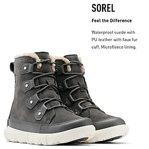 Sorel Women's Explorer II Joan Faux Fur Waterproof Boot - Grill, Fawn - Size 10