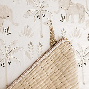 Crane Baby Soft Cotton Crib Mattress Sheet, Fitted Sheet for Cribs and Toddler Beds, Safari Animal, 28”w x 52”h x 9”d