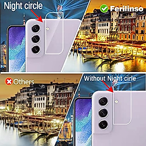 Ferilinso Designed for Samsung Galaxy S21 FE 5G Screen Protector, 3 Pack HD Tempered Glass with 2 Pack Camera Lens Protector [Case Friendly] [Bubble Free] [Easy Installation]
