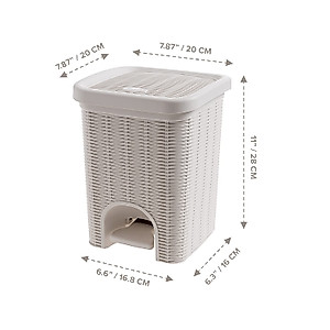 Rattan Style Plastic Garbage Can - Touchless Trash Can with Foot Pedal - Step On Trash Can with Lid - Double Barrel Trash Can for Bathroom - Kitchen Trash Can - Pop Up Trash Bin - 7.8"x12.4" - Beige