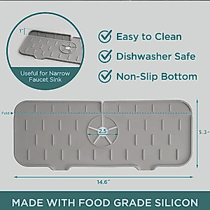 Zenc Kitchen Sink Mat, Silicone Sink Mat, Water Mat, Sink Mat (Grey)