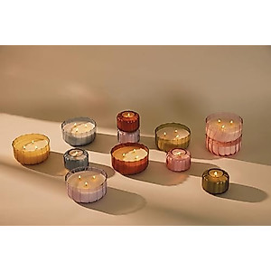 Paddywax Scented Candles Vintage Style Ripple Hand Blown Glass Collection Luxury Artisan Candle, 12-Ounce, Amber - Tobacco Patchouli