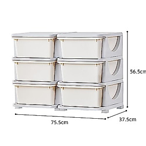 Kids Toy Organizer and Storage 6 Drawers 3 Tier Plastic Bin for Bedroom Living Room Nursery Kindergarten Cream Grey