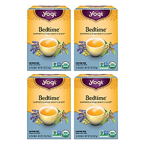 Yogi Tea - Bedtime (4 Pack) - Supports a Good Night’s Sleep - Tea with Passionflower, Chamomile, Valerian Root, and Lavender - 64 Organic Herbal Tea Bags