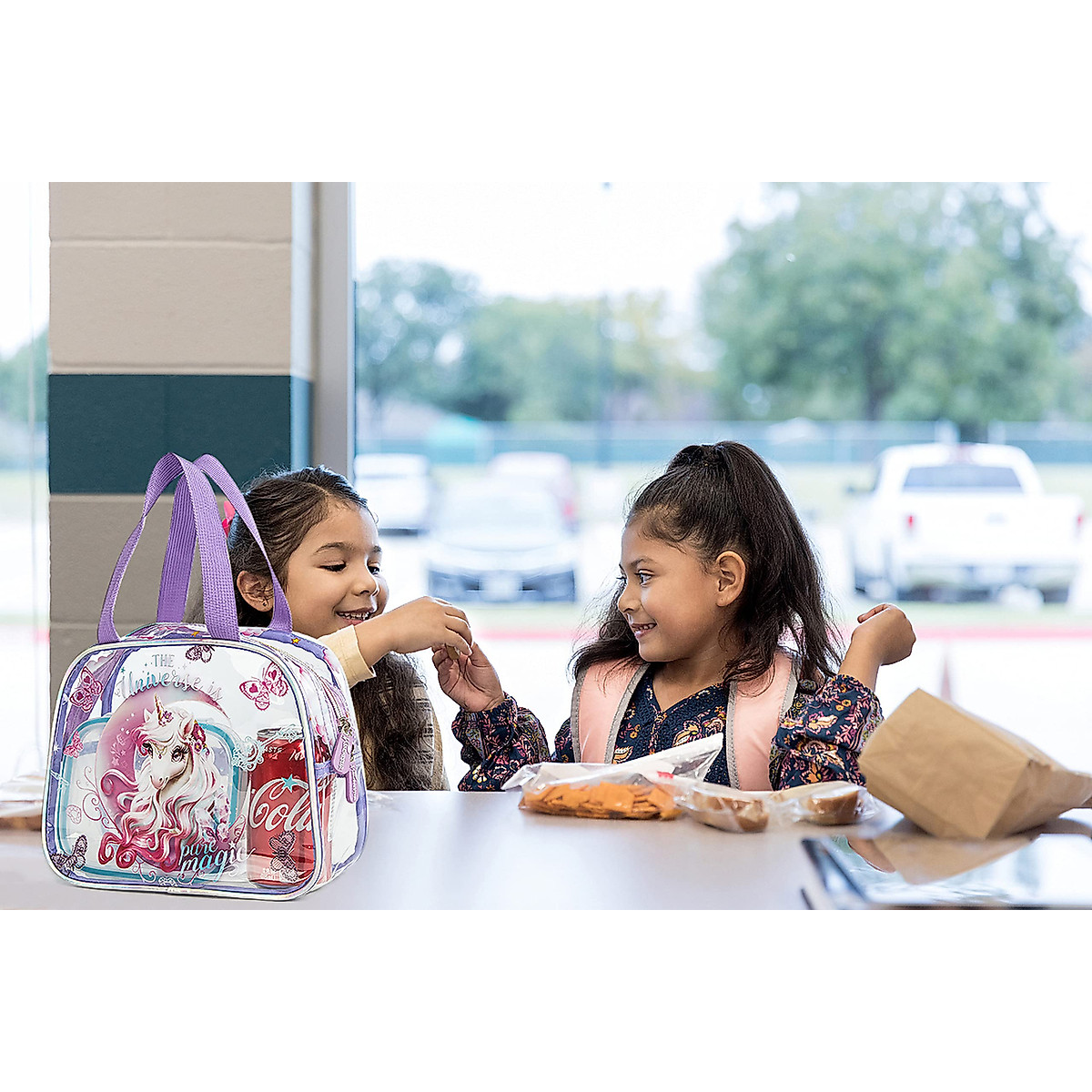 MOHCO Kids Backpack 16in Clear Transparent Backpack See Through School Bookbag with Lunch Bag and Pencil Case boys and Girls