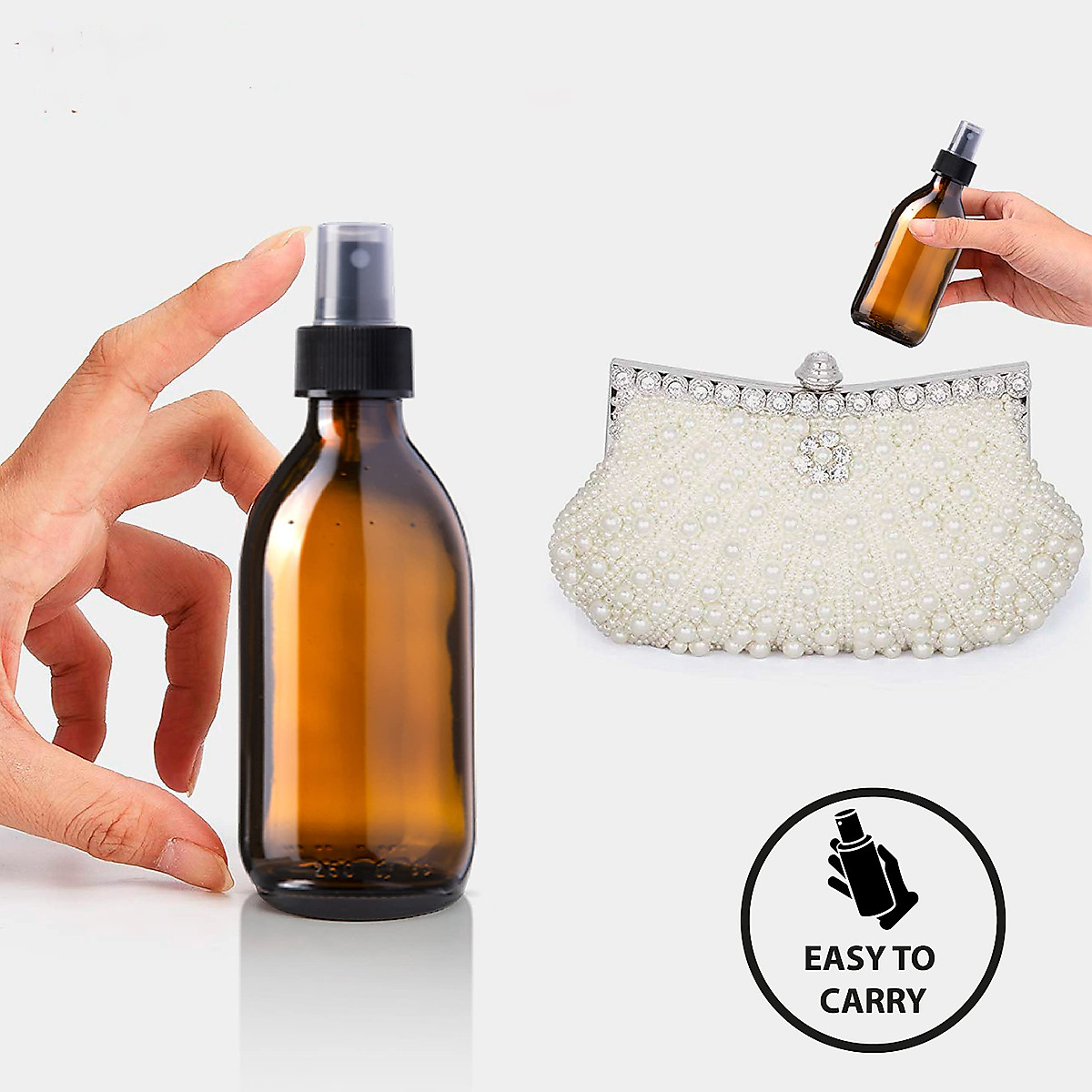 AMD Envases 4oz Amber Glass Spray Bottles - Glass Spray Bottles for Essential Oils - 4 oz Glass Spray Bottle - Glass Spray Bottles 4 oz - Dark Glass Spray Bottle - Amber Spray Bottle - 4 ounce