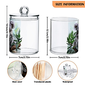 2 Pack Qtip Dispenser Apothecary Jars Bathroom Organizer, Koala and Baby Leaves Qtip Holder Storage Canister Plastic Acrylic Jar for Cotton Ball/Swab/Rounds