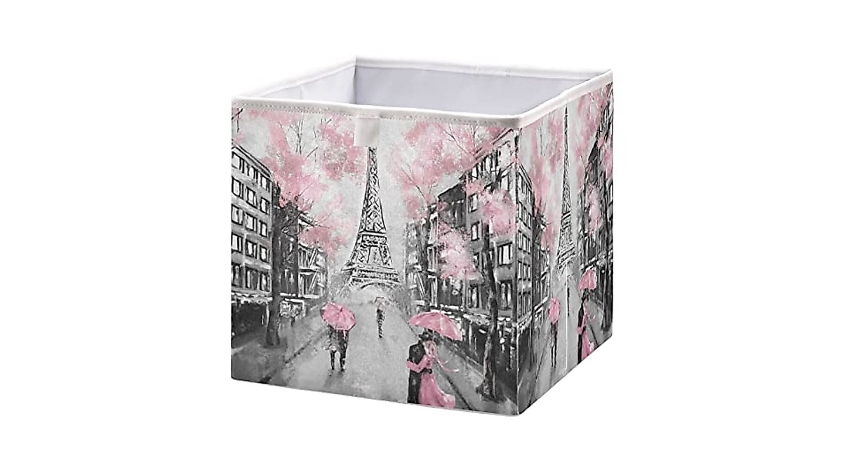 WELLDAY Foldable Pink Storage Basket for Home Organization