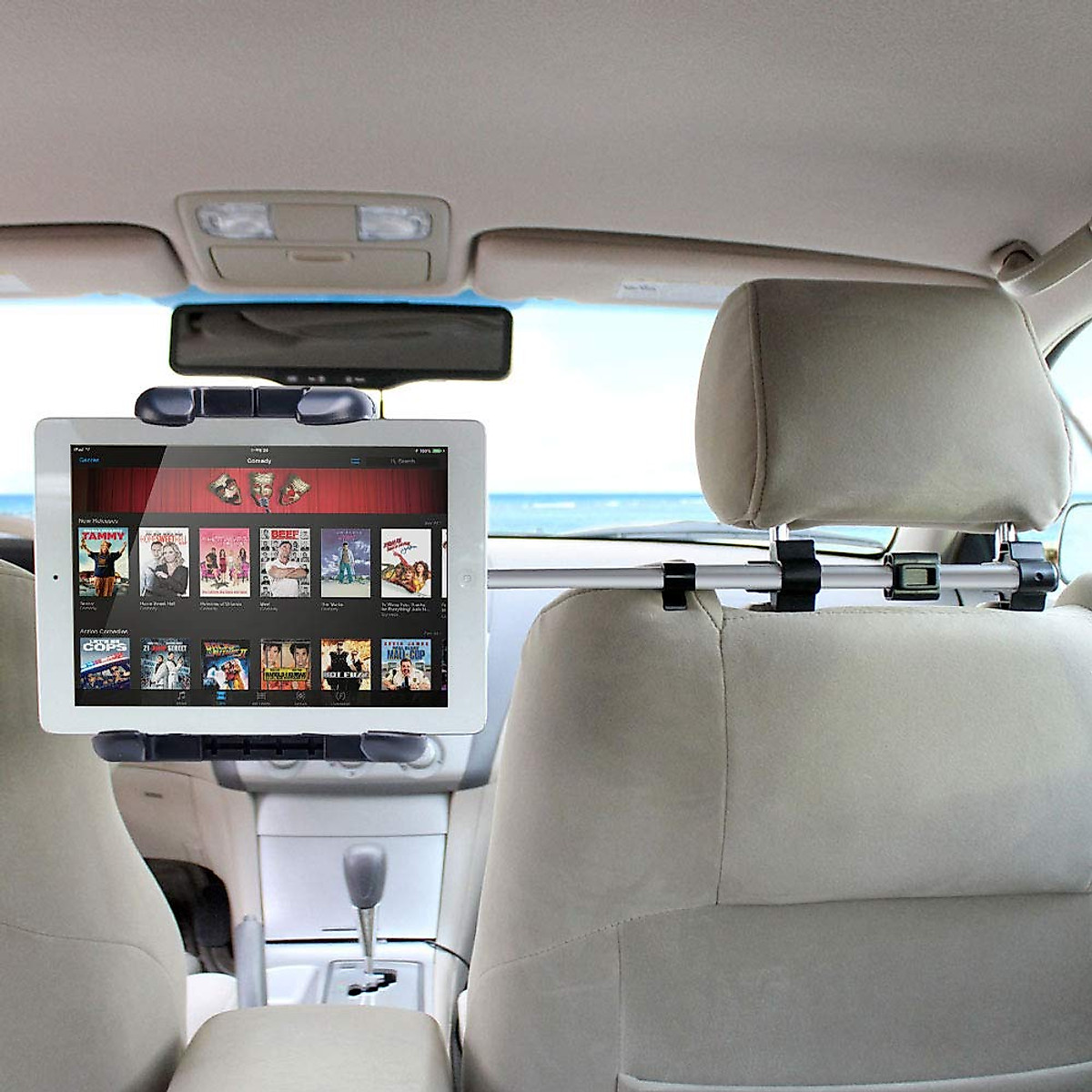 iKross Universal Car Tablet Mount Holder Headrest Backseat Extendable Mount Compatible with Apple iPad, iPhone, Tablet, Smartphone, Nintendo Switch with Dual Adjustable Positions