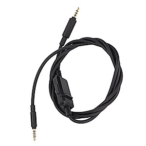 Zyyini Headphone Audio Cable for MMX 300 2nd Gen, 3.5mm with Wire Control Twisted Pair Replacement Headphone Cord, Support Volume Adjustment, Switch Songs Headset Cable Black, 1.3m/4.3ft