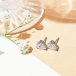 14K Yellow Gold Plated Sterling Silver Cubic Zirconia Stud Earrings for Women Pear 6x8mm