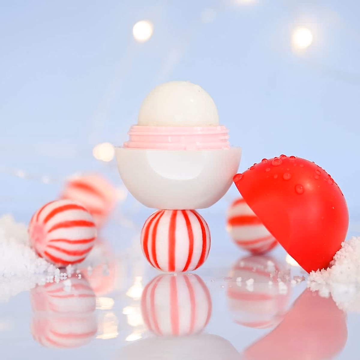 EOS Limited Edition Holiday Lip Balm, Candy Cane Swirl, All-Day Moisture, Made for Sensitive Skin, 0.39 oz, 2-Pack, Clear