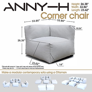 Dineli Modern ANNY-H Corner Chair Outdoor Furniture Patio Couch Creating a Unique Patio Garden Modular Contemporary Sofa (Light Gray)