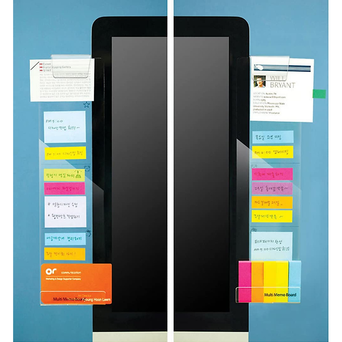 Computer Monitor Message Board memo Message Board Screen Side Panel with Mobile Phone Bracket 2 Pieces (Left and Right)