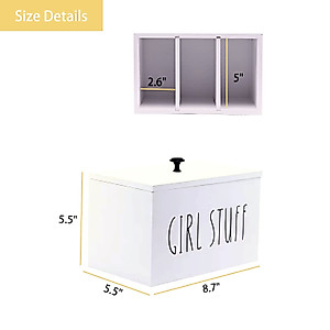 Bath Products Containers & Storage,Tampon Holder for Bathroom, Farmhouse Accessories Decor Feminine Product Storage Containers Vanity Lid Organizer Countertop Pad Dispenser Shark Week Period
