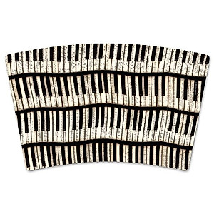 Mugzie Piano Keys Travel Mug with Insulated Wetsuit Cover, 16 oz, Black