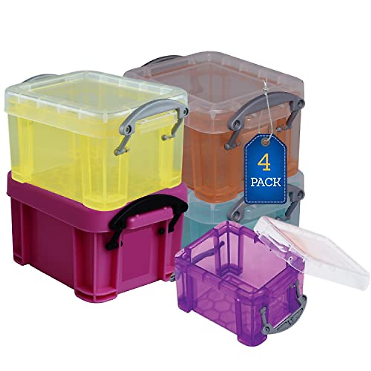 Organize with Mini Stackable Clear Storage Bins (4-Pack)