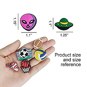 IOKUKI Croc Charms for Boys, 35 PCS Croc Charms for Teens, Basketball Football Soccer Volleyball Baseball Croc Charms, Video Game,Astronaut and Sports Croc Pins for Boys
